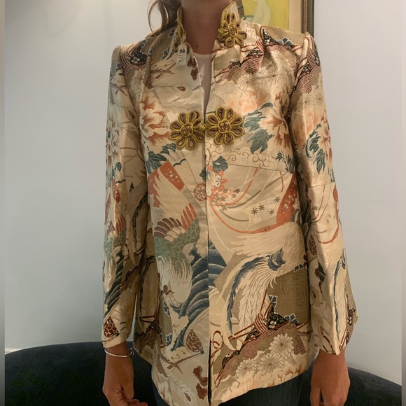 Jackets & Coats | Vintage Japanese Silk Metallic Brocade Jacket New W ...